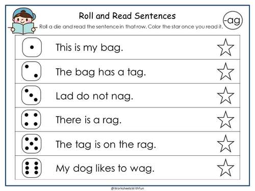 CVC Sentence Reading Worksheets | Short Vowel Phonics Word Families, T-244