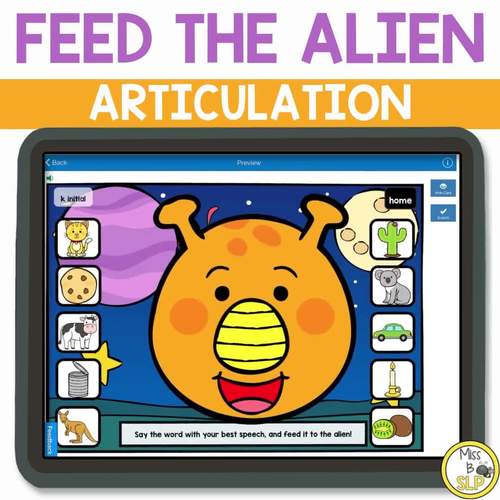 Digital Feed the Alien Articulation - Boom Cards by Miss B SLP | TPT