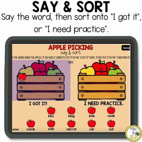 Fall Apples Articulation Say & Sort - Digital Speech Progress Monitoring