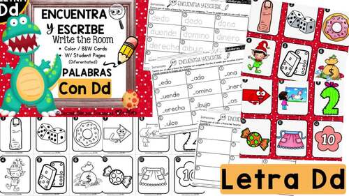 Spanish Write the Room Letter Dd | Bilingual Kindergarten Literacy Center
