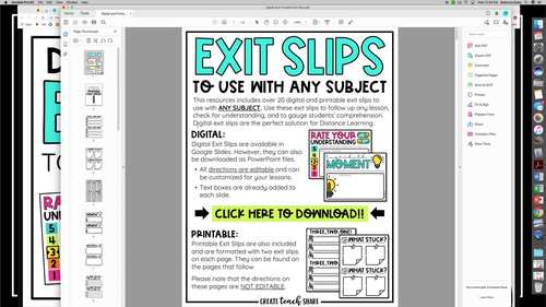 Digital Exit Slips | Exit Ticket Any Subject | Print & Digital Google ...