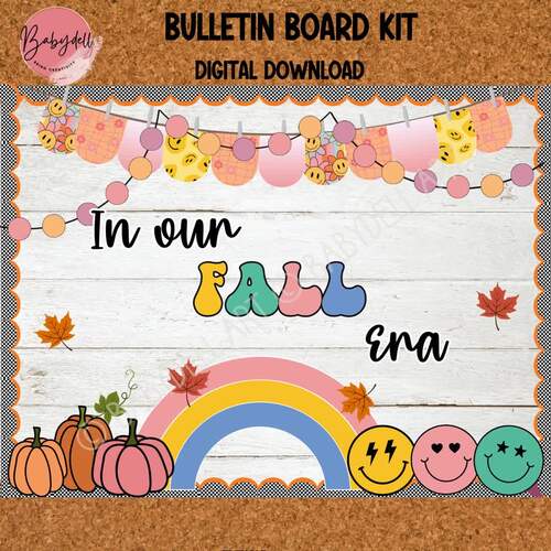 Groovy Fall Bulletin Board Kit | Retro Smiley Face Autumn Classroom Decor