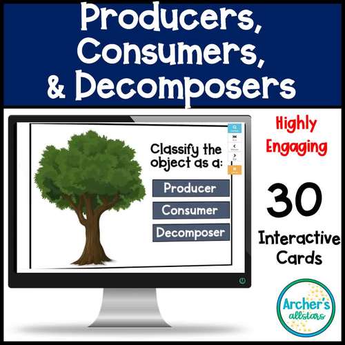 Producers Consumers & Decomposers Digital Task Cards Boom Learning