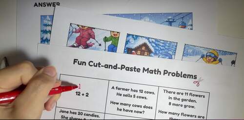 Fun Cut-and-Paste Math Problems (addition and subtraction) by Miss Mu