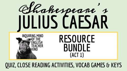 Julius Caesar Act 1 Quiz, Close Reading Worksheets, and Vocabulary ...
