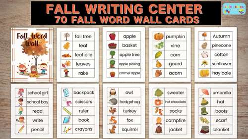 Fall Writing Center Word Wall & Fall Writing Prompts by Little Learner Zone