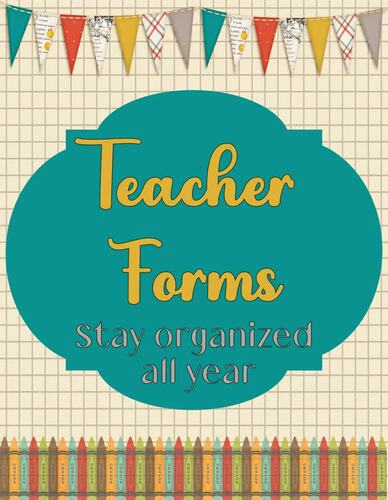 Teacher Forms For Organization All Year *Editable* by Cindy's Treasures