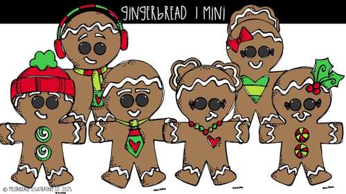 Gingerbread clip art Set 1, Christmas clip art, Cookie clip art Mini