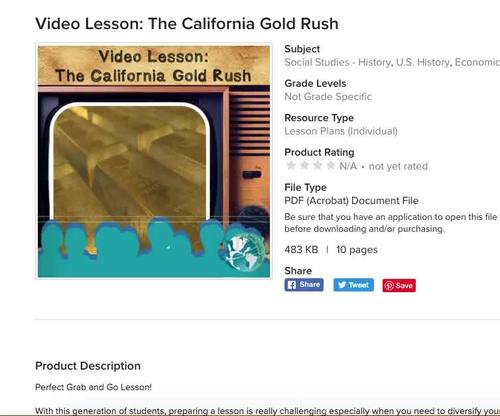 Video Lesson: The California Gold Rush by Social Studies Studio | TPT