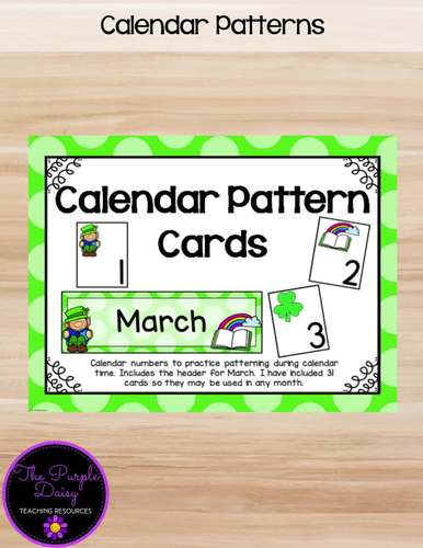 Linear Calendar Pattern Cards MARCH by The Purple Daisy Teaching Resources