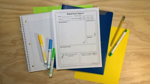 Substitute Daily Report for Elementary with PDF Fillable Feedback Form ...