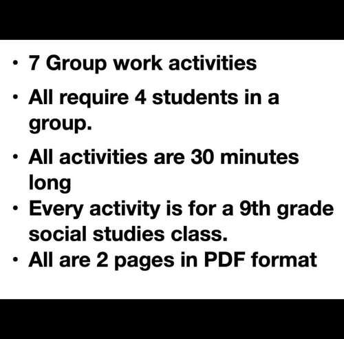 Group Work for 9th Grade Social Studies BUNDLE by Curt's Journey