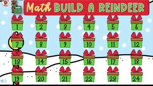 Christmas Kindergarten Math Build-A-Reindeer Game + Printable Worksheet