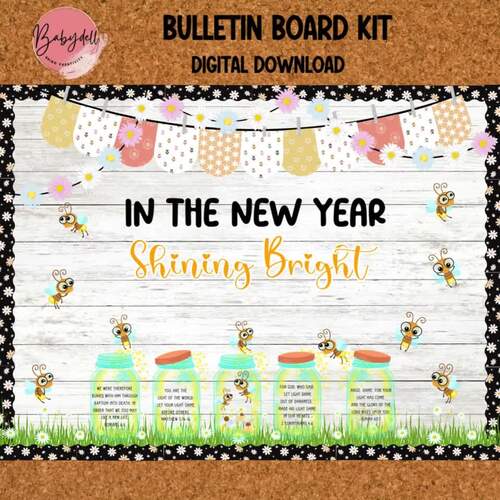 New Year Bulletin Board Kit Bible Verse Christian Classroom Decor Printable