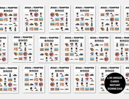 Jesus is Tempted Bible Story Bingo Game with 30 Bingo Cards for Sunday ...