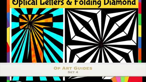 OP ART Directed Drawing Activity Art Projects, 2x Skill Builders, set 4