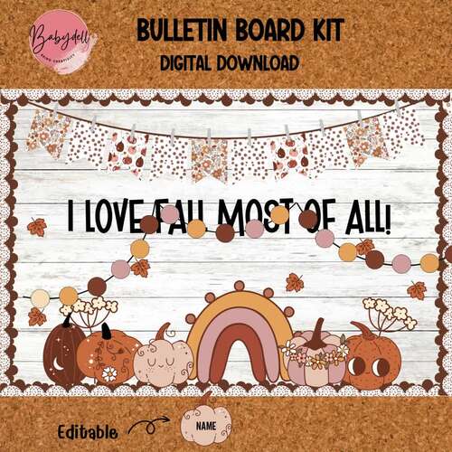 BOHO Fall Bulletin Board Kit & Door Decor | Happy Fall Neutral ...