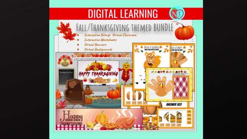 FALL/THANKSGIVING Digital Learning BUNDLE | Virtual Classroom Kit ...