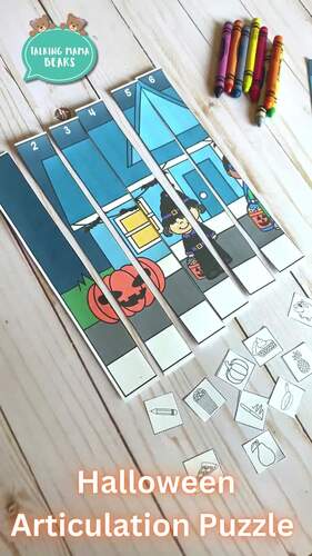 Halloween Speech Articulation Puzzle Scenes by Talking Mama Bears