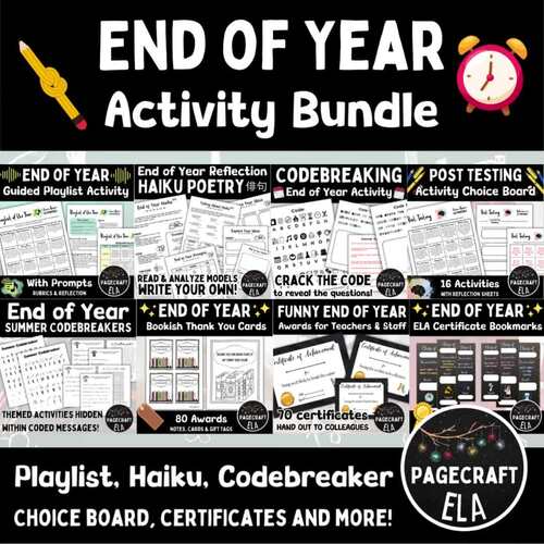 End of Year BUNDLE for Playlists, Haiku Poetry, Codebreakers and More