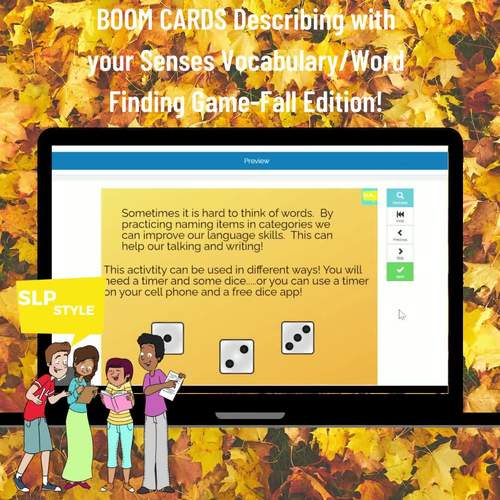 Fall Edition! Describing with your Senses Vocabulary/WordFinding Game ...