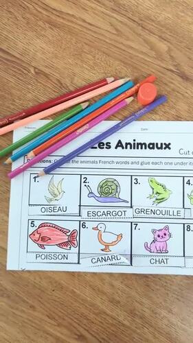 French Animals New Lesson Beginners Worksheet Printable Animaux en ...