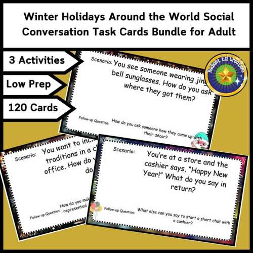 Winter Holidays Around the World Social Conversation Task Cards Bundle ...