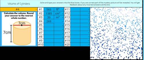 Volume of Cylinders Pixel Art by Pick Up and Go Resources | TPT