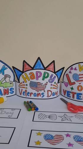 Veterans Day Hat Craft | Veterans Day Crown Headband Coloring Pages ...