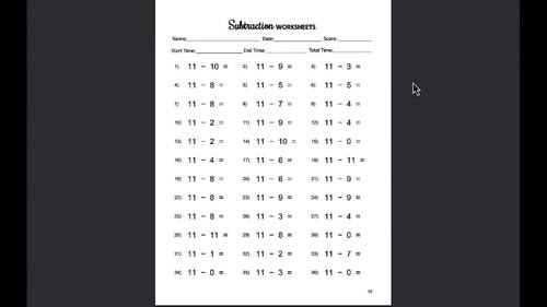 Math Worksheets Printable PDF - Addition, Subtraction, Multiplication ...