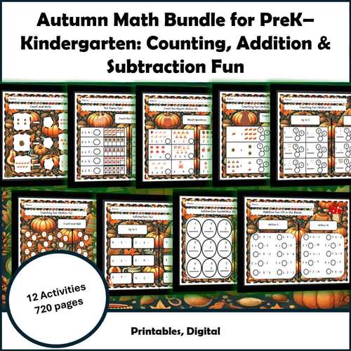 Autumn Math Bundle for PreK–Kindergarten: Counting, Addition ...