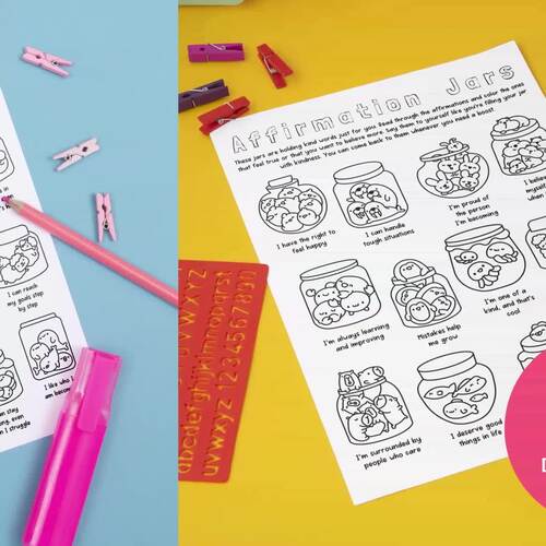 Affirmation Jars Coloring Worksheet | SEL & Positive Self-Talk Coloring ...
