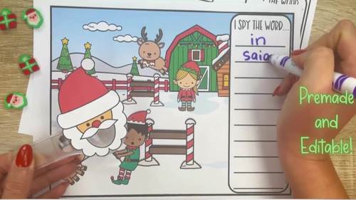 I Spy Christmas Sight Words Magnifying Glass Mats! Premade & Editable