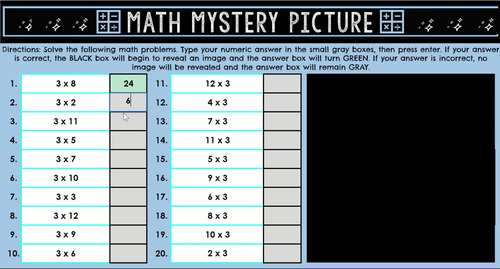 Multiplication Facts x 3 | Math Mystery Picture Reveal | Joke | Up to 12