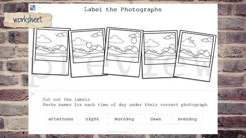 LANGUAGE OF TIME Parts of the Day Name and Picture Match Printable Activity
