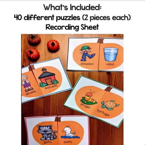 Rhyming Puzzles in Spanish | Rompecabezas de rimas | Centros de rimas