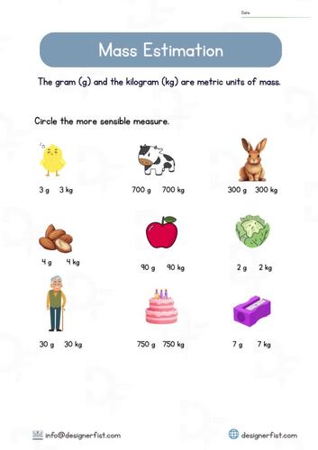 Autism Mass Estimation Worksheet For Childs by Inclusive Learning Support
