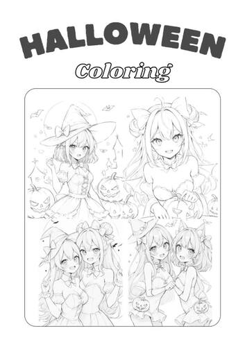 Halloween coloring sheets, girls anime at the Halloween party, Fall ...