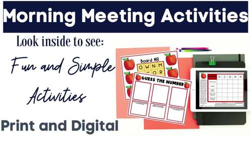 Morning Meeting Activities for Upper Elementary Students in September
