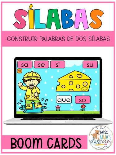 Las sílabas de primavera Boom Cards| Digital syllables in spanish | Marzo