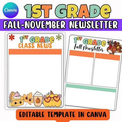 Editable November 1st Grade Newsletters Parents Communication | TPT