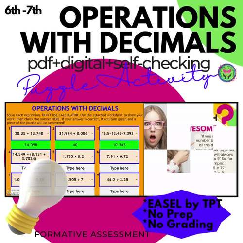 Operations with Decimals Puzzle Activity - Formative Assessment | TPT