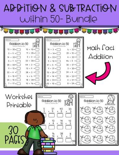 Mixed addition and subtraction to 50 worksheet | fact fluency within 50 ...