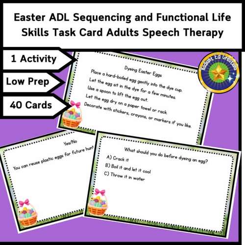 Easter ADL Sequencing and Functional Life Skills Task Card Adults ...