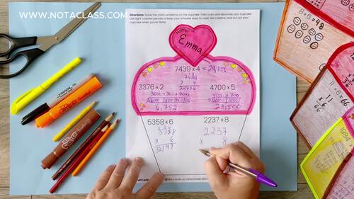 4th Grade Cupcake Math Craft Valentines Day Multiplication Activities ...