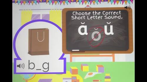 Short Vowel Game for CVC Words - Short vowels O, U, A Digital Boom™ Game
