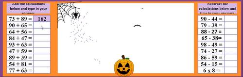 Halloween Gnomes 2-digit Addition and Subtraction Pixel Art Mystery