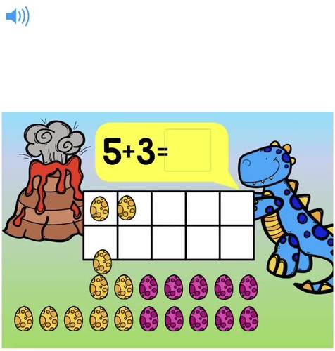 Dinosaur Addition Ten Frame: 1-10 | Boom Cards by SmartSPED | TPT