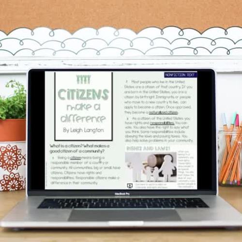 Citizenship Reading Comprehension Mini Lesson Print + Digital | TPT