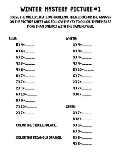 Winter Mystery Pictures- Multiplication by Joyful 4th | TpT